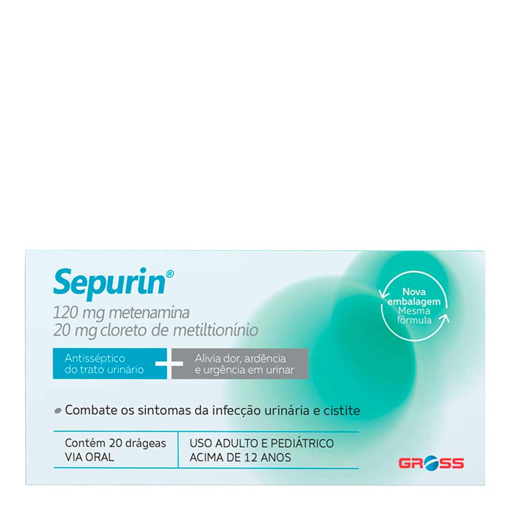 Antisséptico Urinário Sepurin 20 Comprimidos Revestidos - Drogaria Sao ...
