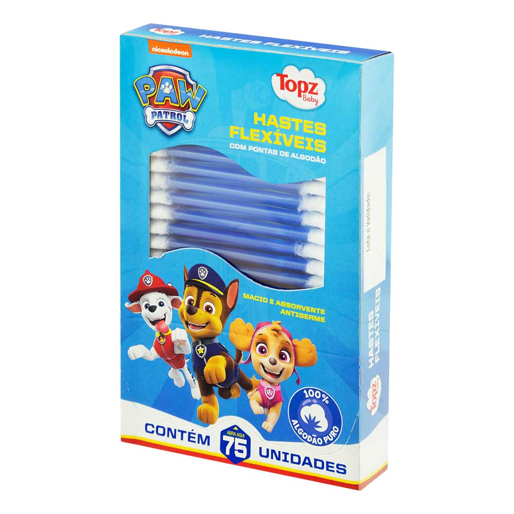 Hastes Flexíveis Paw Patrol Topz Baby 75 Unidades - Drogaria Sao Paulo
