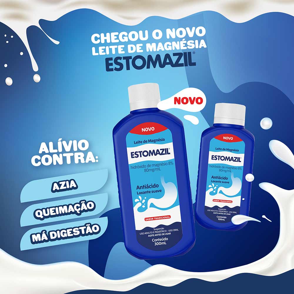 Leite De Magnésia Tradicional Estomazil 300ml Suspensão Oral - Drogaria ...