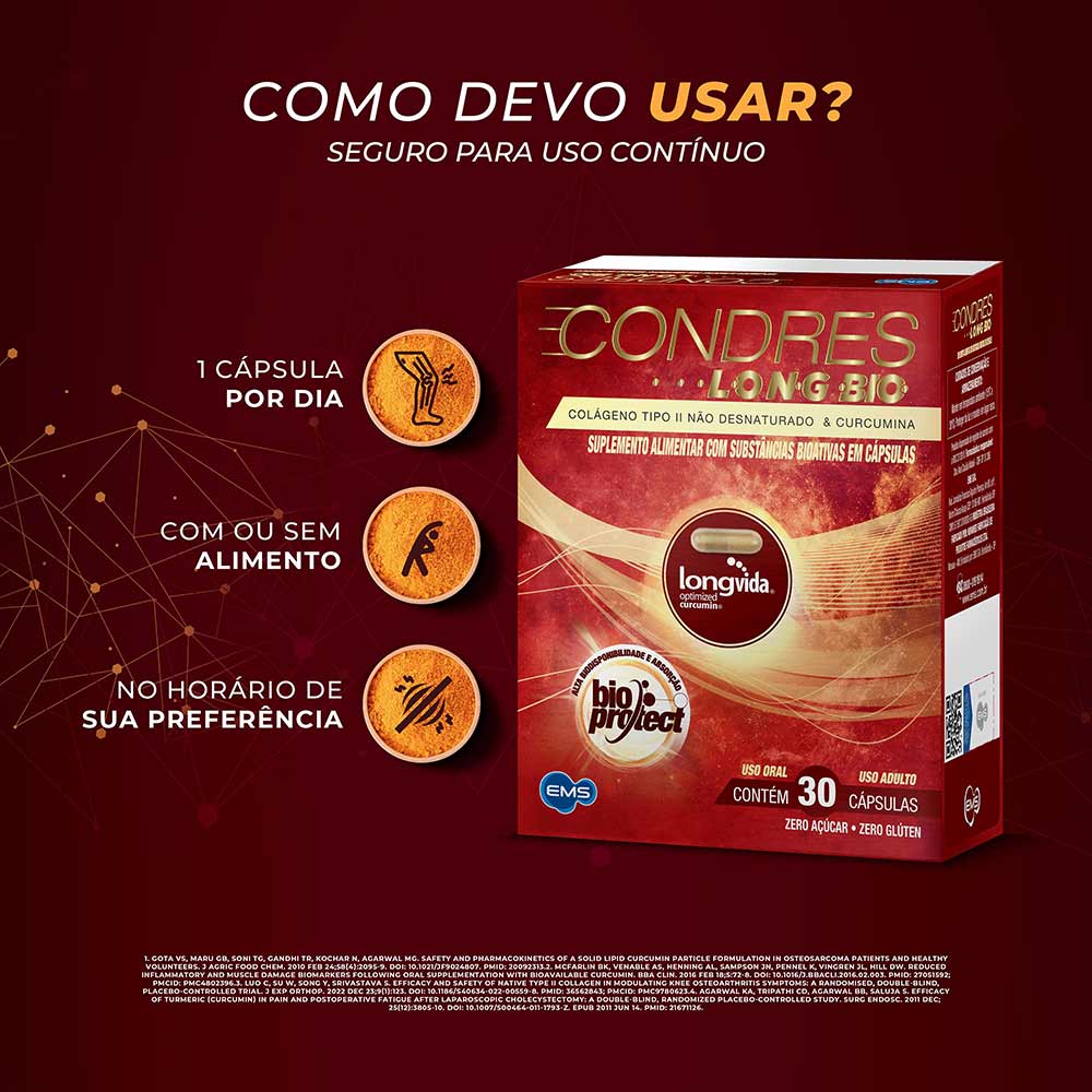 Suplemento Alimentar Colágeno Condres Long Bio Cúrcuma 30 Cápsulas ...