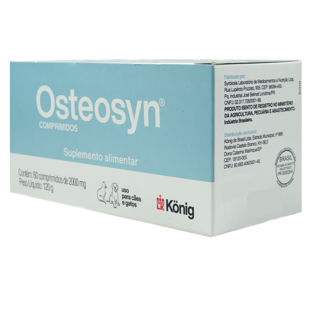 Osteosyn 2000mg Com 60 Comprimidos Para Cães e Gatos Raças Grandes Kit ...
