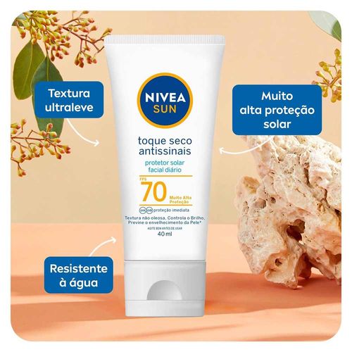 Protetor Solar Facial Nívea Sun Toque Seco FPS70 Antissinais 40ml ...