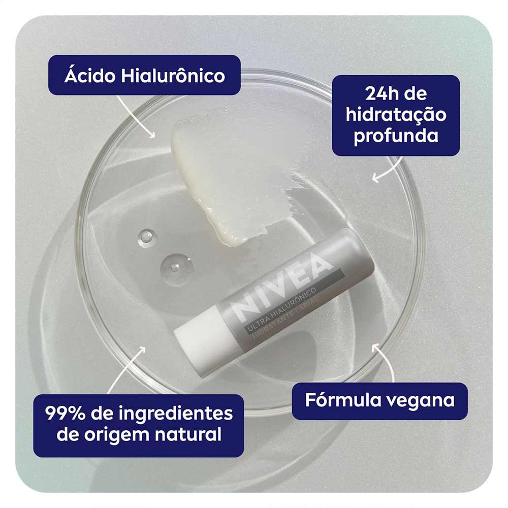 Hidratante Labial Nivea Ultra Hialurônico 5,2g - Drogaria Sao Paulo