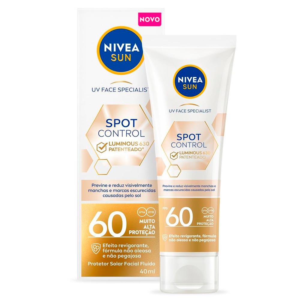 Protetor Solar Facial Nivea Sun FPS 60 UV Face Specialist Spot Control ...