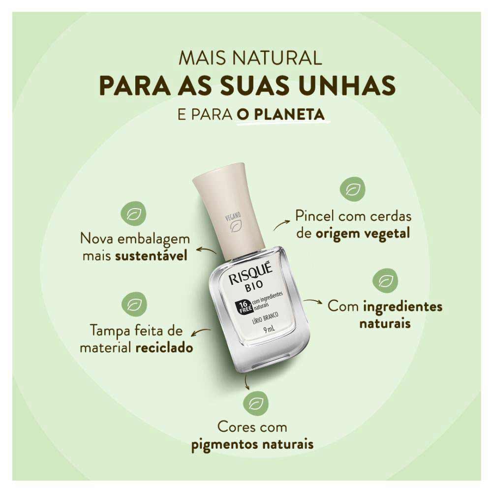 Esmalte Risqué Bio Branco Cremoso Lírio Branco 9ml - Drogaria Sao Paulo