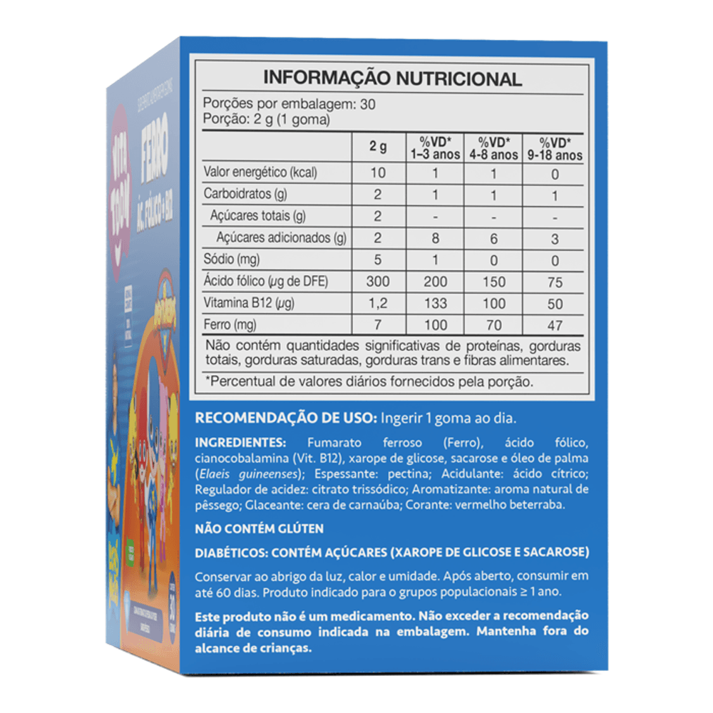 Suplemento Alimentar Vitatoon Luccas Neto Ferro + Ácido Fólico + B12 ...