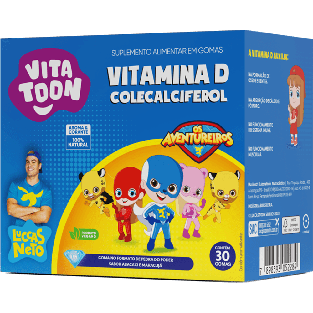 Suplemento Alimentar Vitatoon Luccas Neto Vitamina D Abacaxi e Maracujá ...