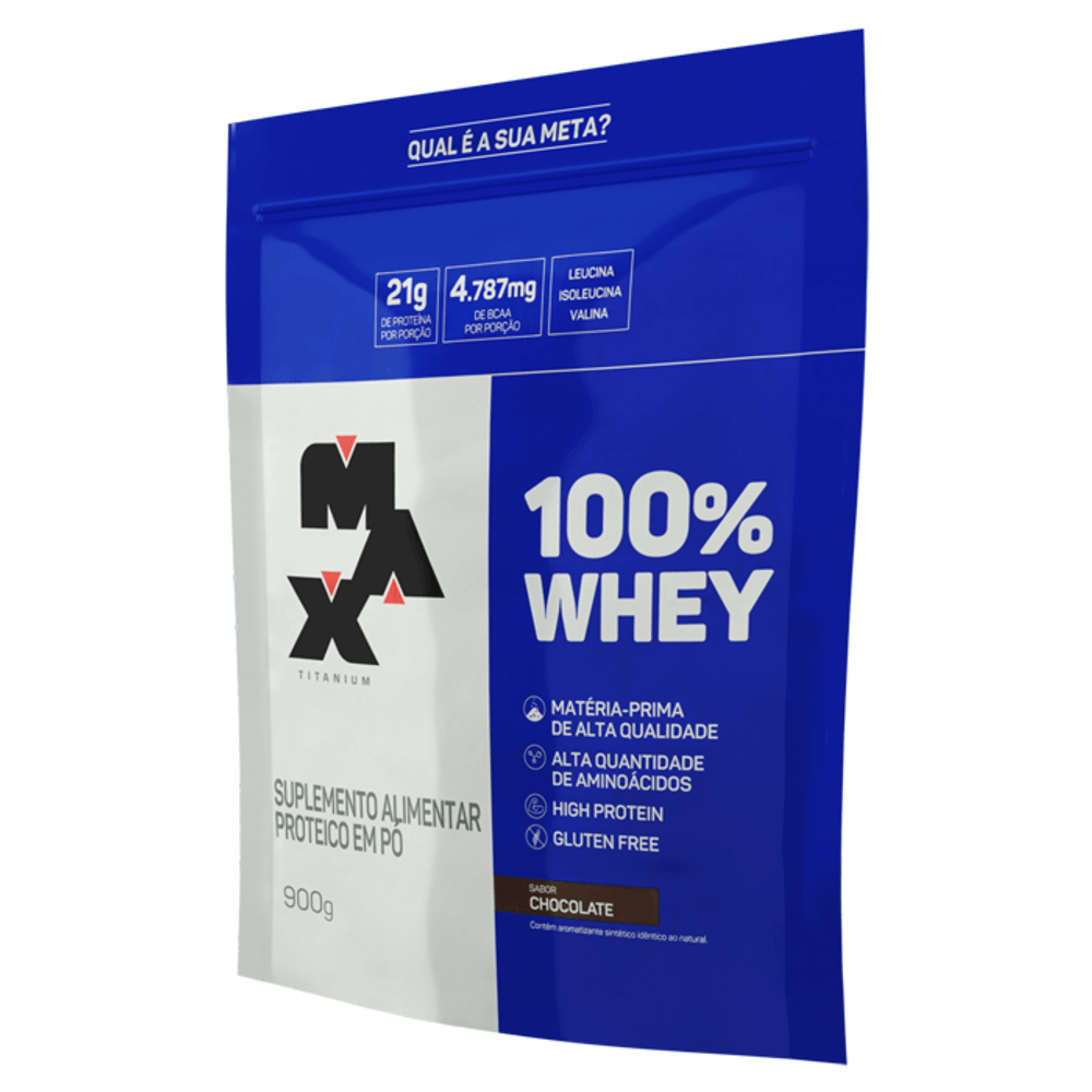 Whey Protein 100% Max Titanium Chocolate 900g Refil - Drogaria Sao Paulo