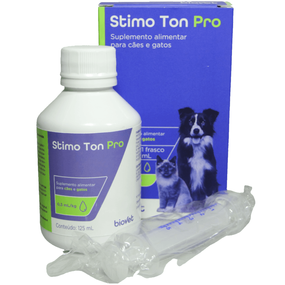 Stimo Ton Pro 125ml Para Cães e Gatos Biovet Kit Com 2 - Drogaria Sao Paulo