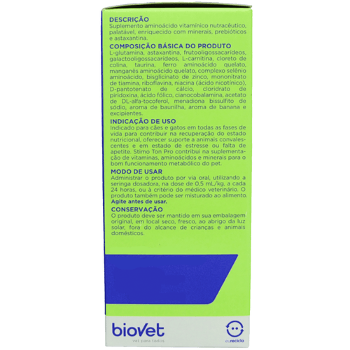 Stimo Ton Pro 125ml Para Cães e Gatos Biovet Kit Com 3 - Drogaria Sao Paulo