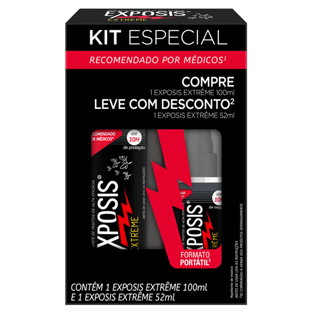 Kit Exposis Extreme Repelente 100ml + 52ml Spray - Drogaria Sao Paulo