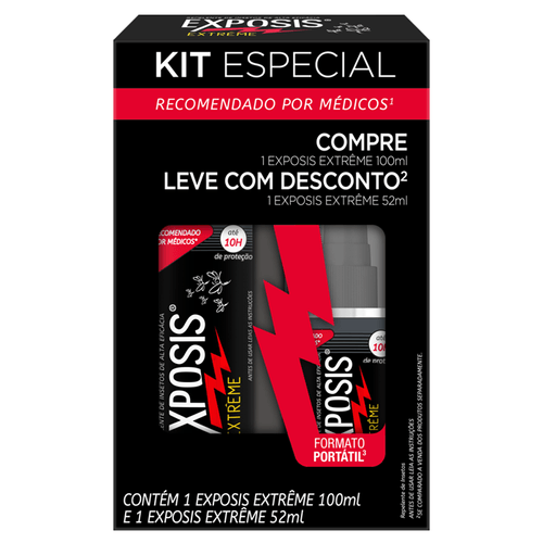 Kit Exposis Extreme Repelente 100ml + 52ml Spray - Drogaria Sao Paulo