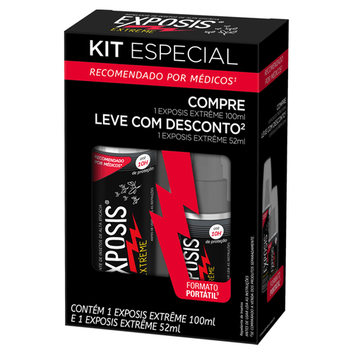 Kit Exposis Extreme Repelente 100ml + 52ml Spray - Drogaria Sao Paulo