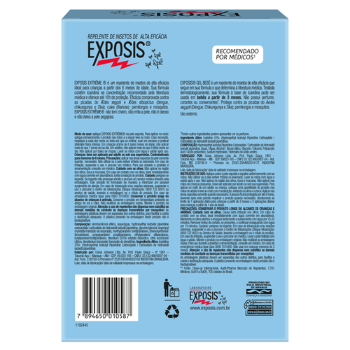 Kit Exposis Extreme Repelente Gel Sem Perfume 100ml Spray + Exposis ...