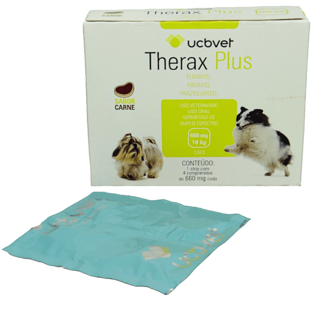 Therax Plus 660mg Com 4 comprimidos Vermífugo UCBVET Kit Com 3 ...