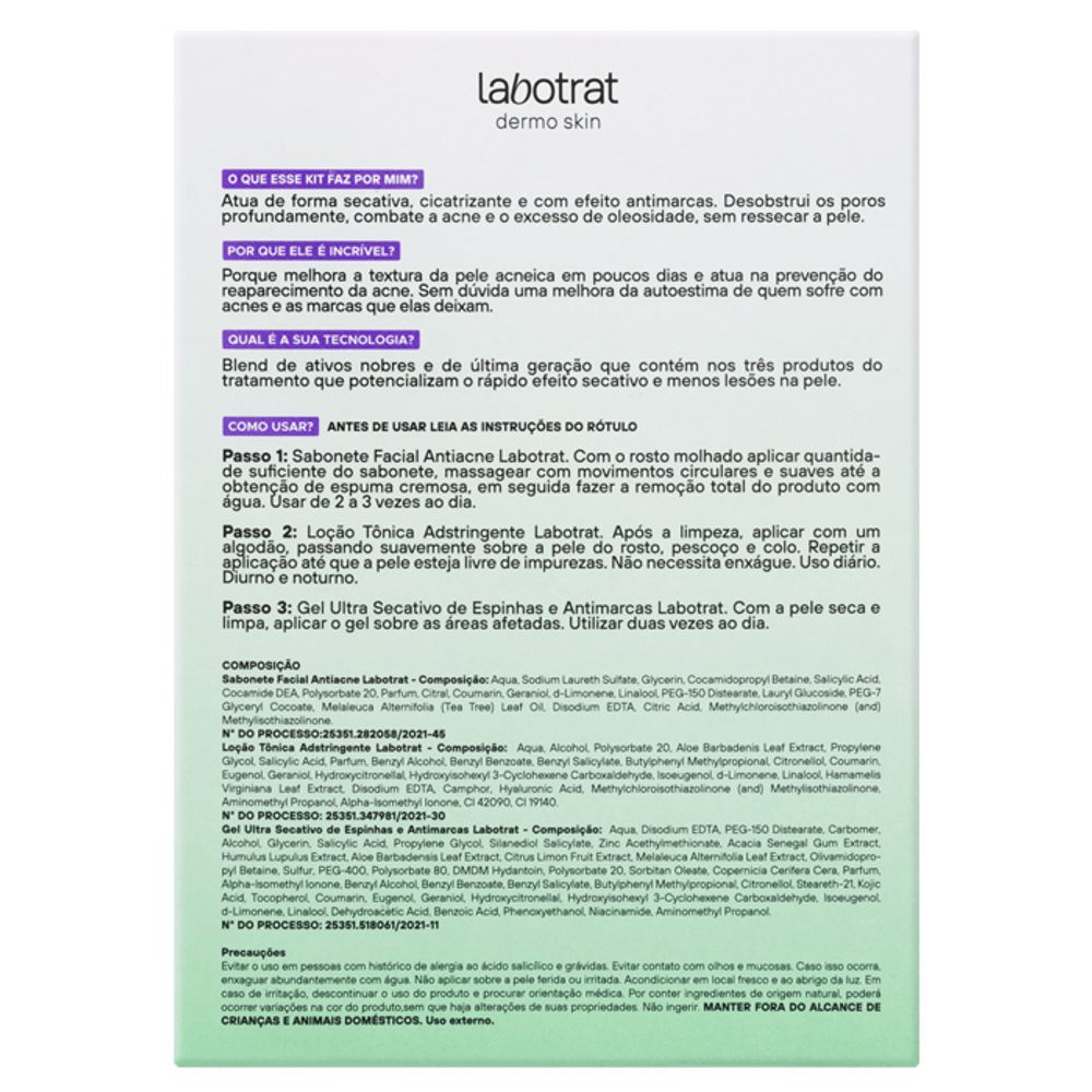 Kit Labotrat Sabonete Facial Antiacne 100ml + Tonico Adstringente 100ml ...