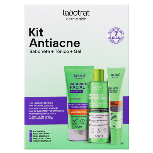 Kit Labotrat Sabonete Facial Antiacne 100ml + Tonico Adstringente 100ml ...