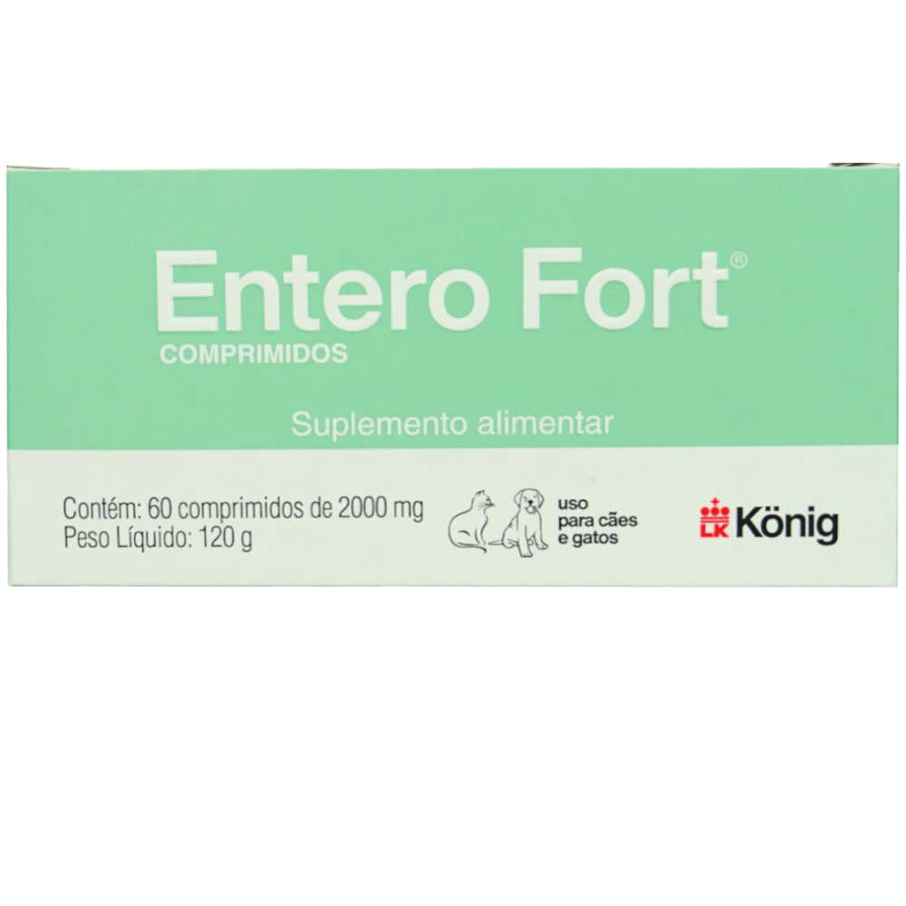 Entero Fort 2000mg Com 60 Comprimidos Para Cães e Gatos Kit Com 3 ...