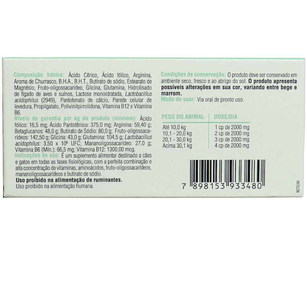 Entero Fort 2000mg Com 60 Comprimidos Para Cães e Gatos Kit Com 3 ...