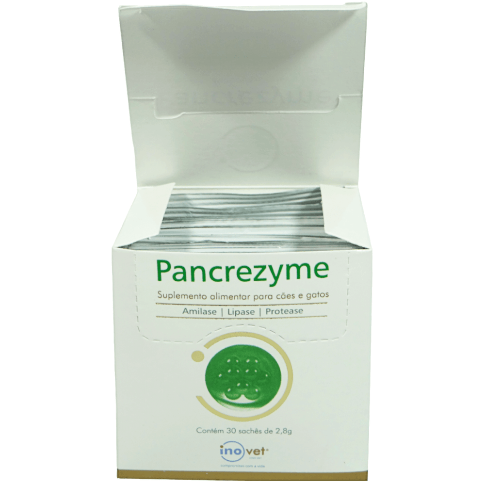 Pancrezyme Suplemento Para Cães e Gatos Com 30 Sachê de 2,8g Kit C/ 7 ...