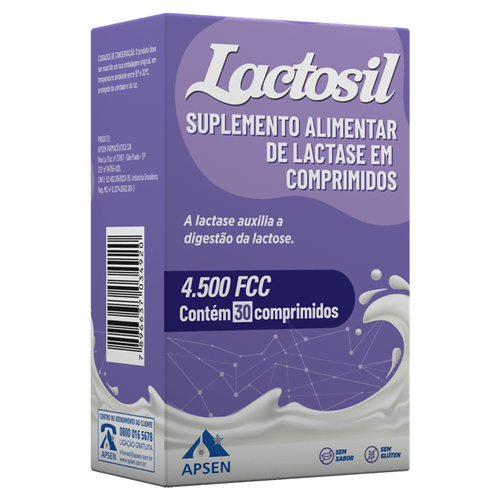 Lactosil Lactase 4.500 Fcc Sem Sabor Apsen 30 Comprimidos - Drogaria ...