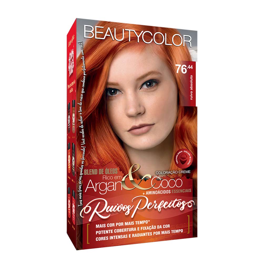Kit Coloração Ruivos Perfeitos 76.44 Ruivo Absoluto Beautycolor ...