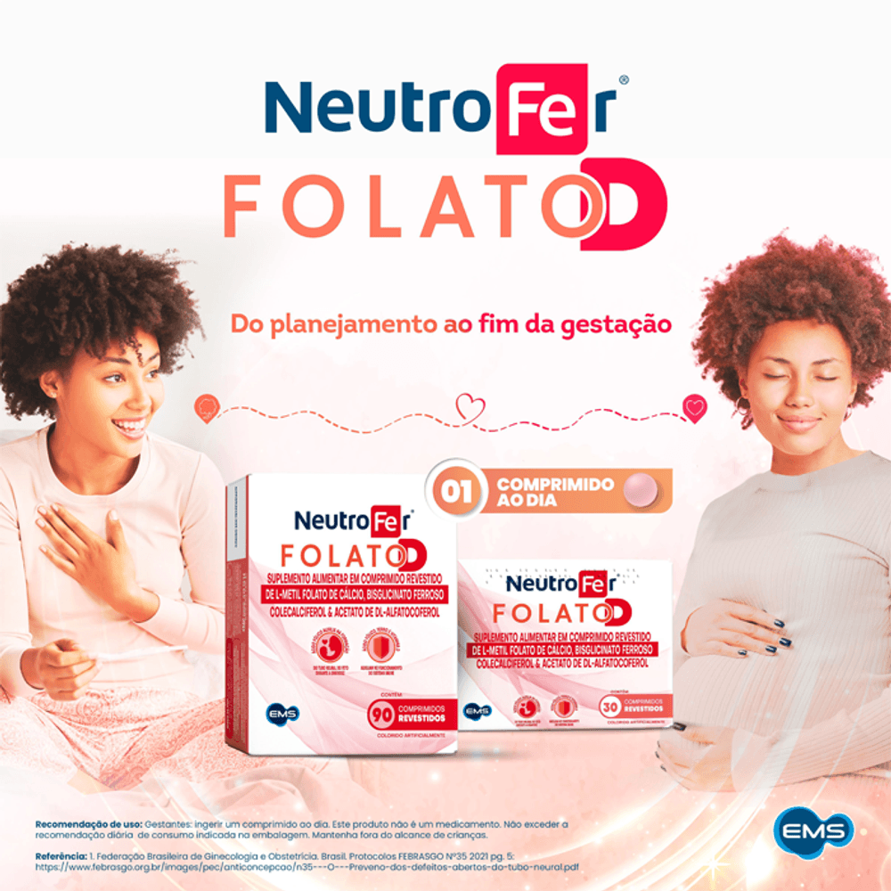 Suplemento Alimentar Neutrofer Folato D EMS 30 Comprimidos - Drogaria ...
