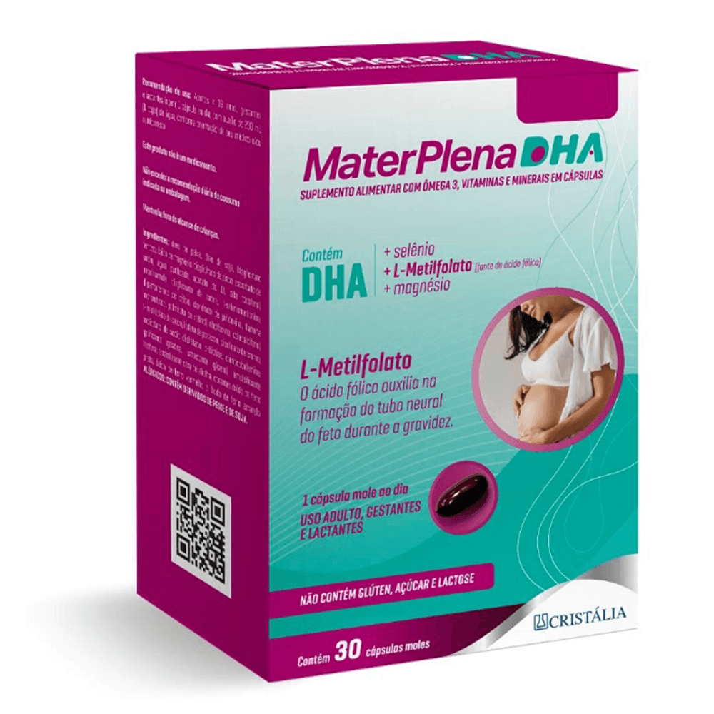 Suplemento Alimentar Materplena DHA Cristália 30 Cápsulas Moles ...
