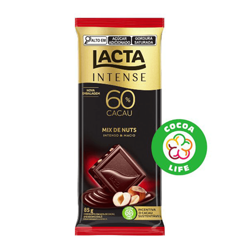 Chocolate Lacta Intense Mix Nuts 60% Cacau 85g - Drogaria Sao Paulo