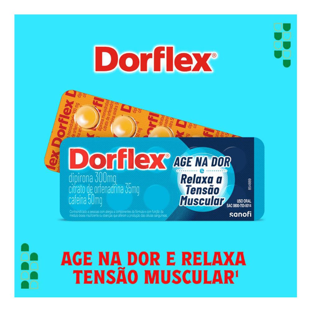 Relaxante Muscular, Analgésico e Antitérmico Dorflex 300mg + 35mg + 50mg 10 Comprimidos ...