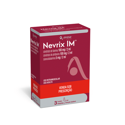 Nevrix Nitrato de Tiamina 100mg + Cloridrato de Piridoxina 100mg + Cianocobalamina 5000mcg 3 ...
