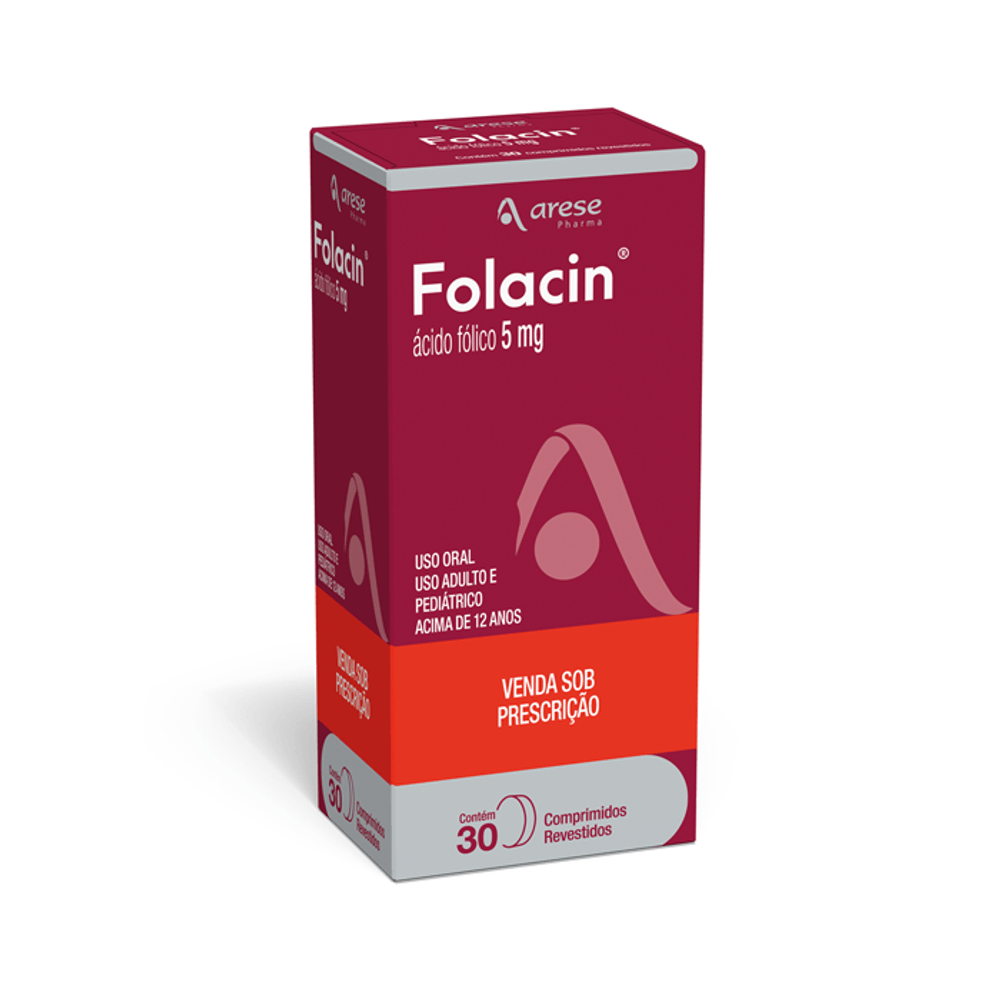 Folacin Ácido Fólico 5mg 30 Comprimidos Revestidos - Drogaria Sao Paulo