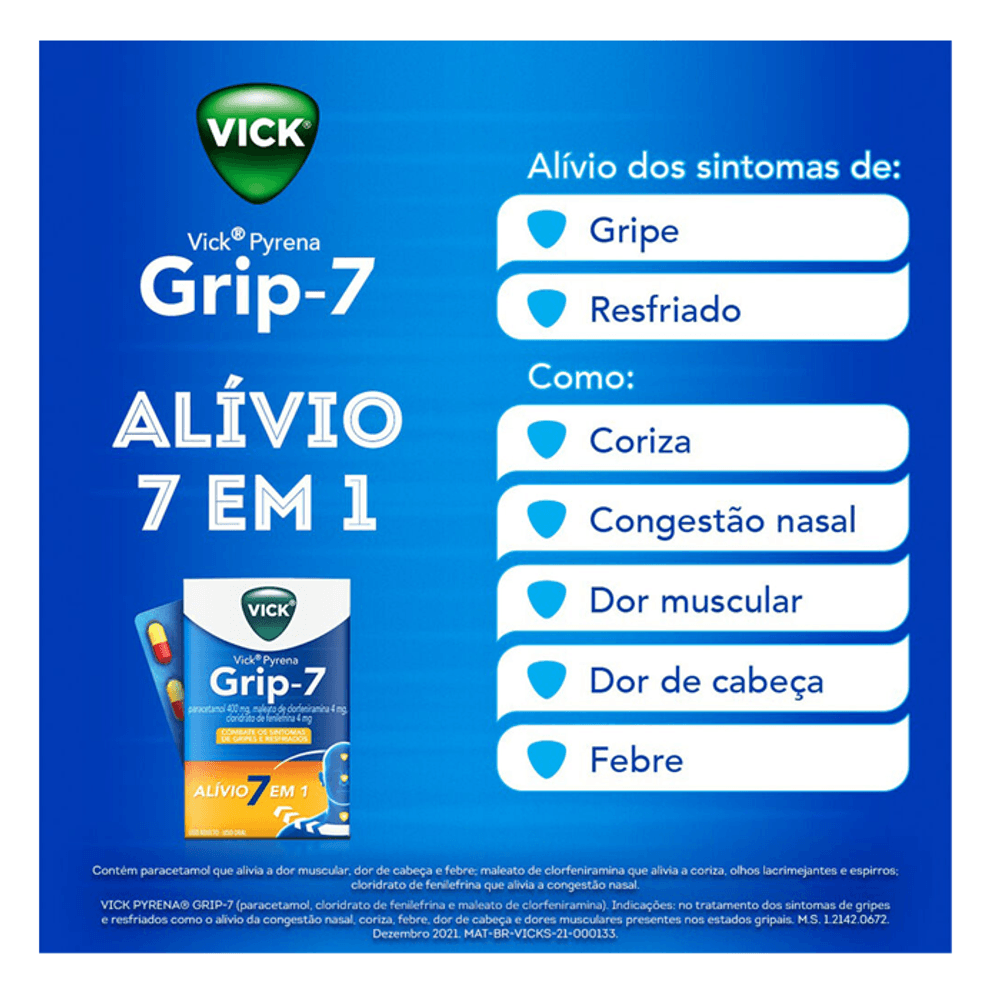 Vick Pyrena Grip 7 20 Comprimidos - Drogaria Sao Paulo