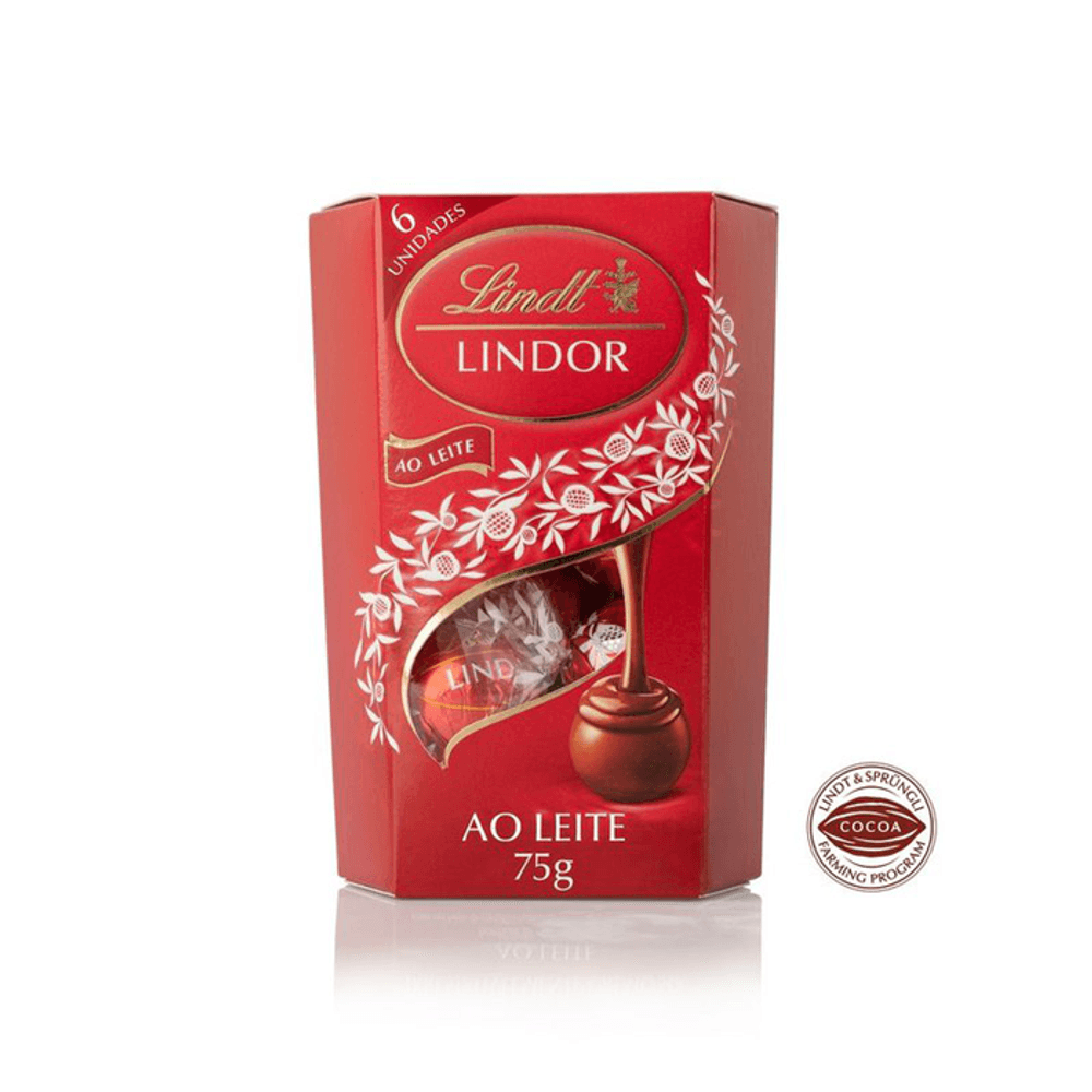 Caixa de Bombons Chocolate Lindt Lindor Ao Leite 75g Com 6 unidades ...