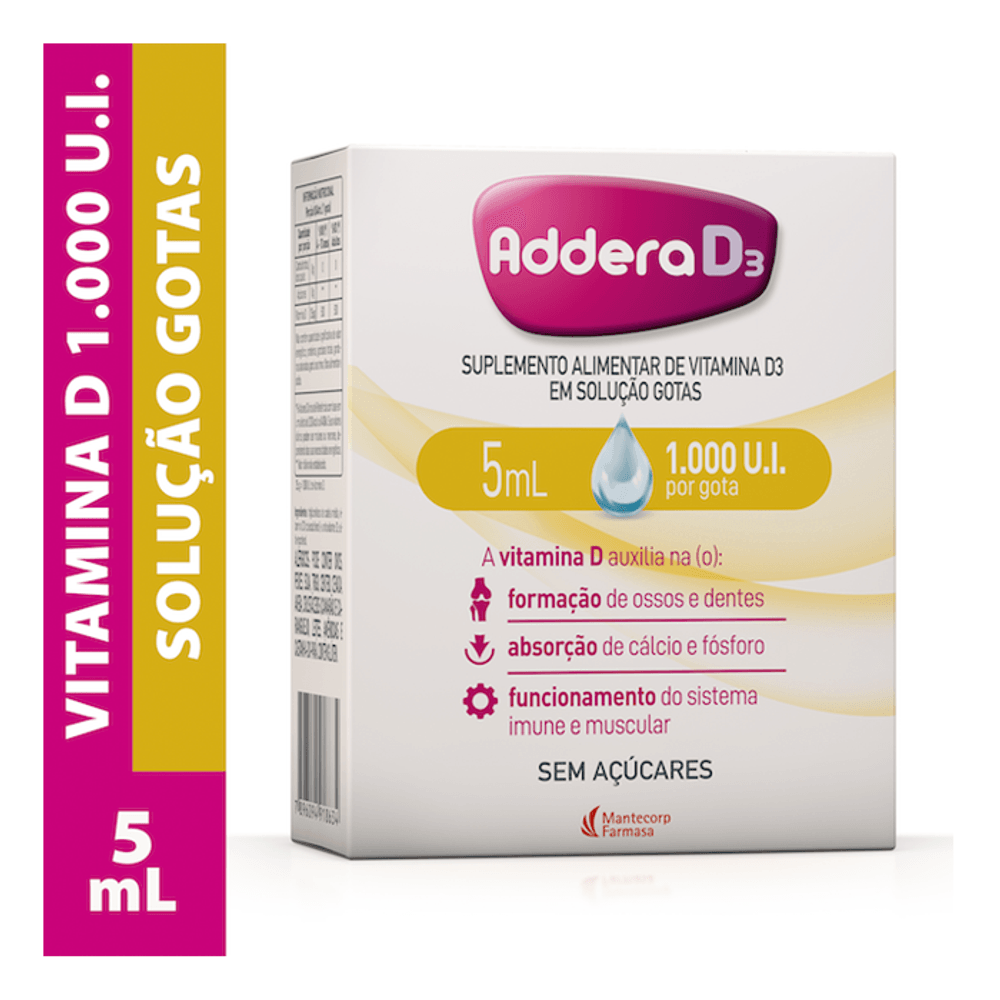 Vitamina D Addera D3 1.000UI Gotas 5ml - Drogaria Sao Paulo