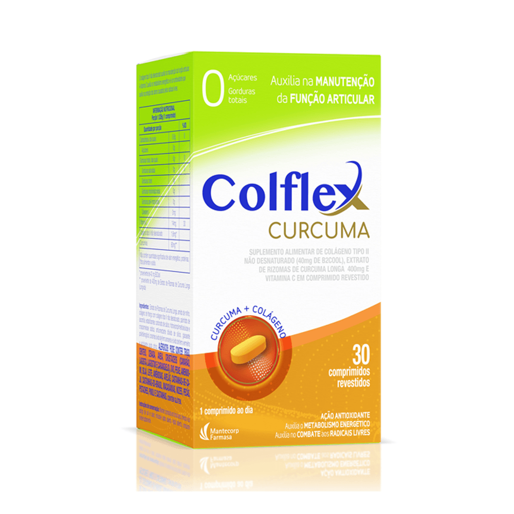 Colágeno Mantecorp Colflex Cúrcuma 30 Comprimidos - Drogaria Sao Paulo