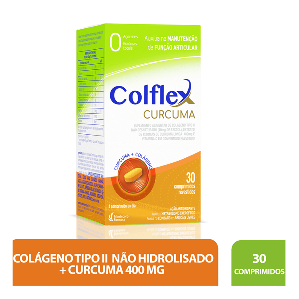 Colágeno Mantecorp Colflex Cúrcuma 30 Comprimidos - Drogaria Sao Paulo