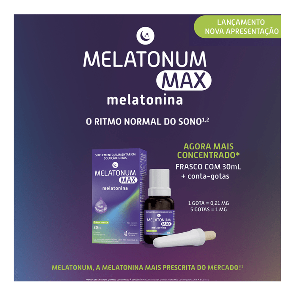 Melatonina Menta Melatonum Max 30ml Solução Gotas - Drogaria Sao Paulo
