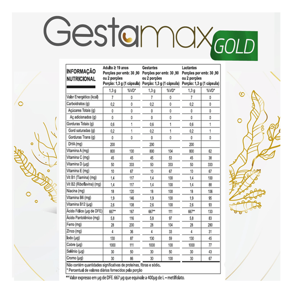 Suplemento Alimentar Gestamax Gold 30 Cápsulas Gelatinosas - Drogaria ...