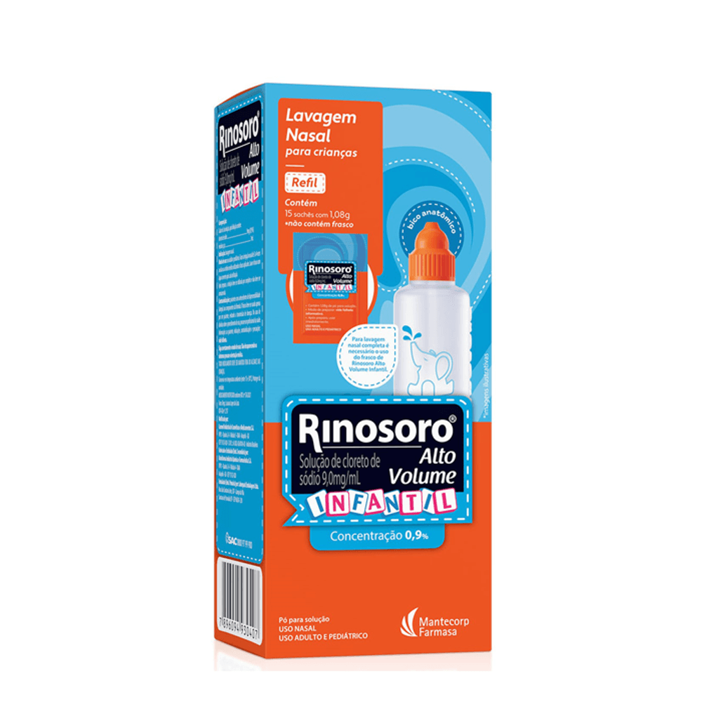Rinosoro Alto Volume 15 Saches Pó para Solução Nasal Refil - Drogaria ...