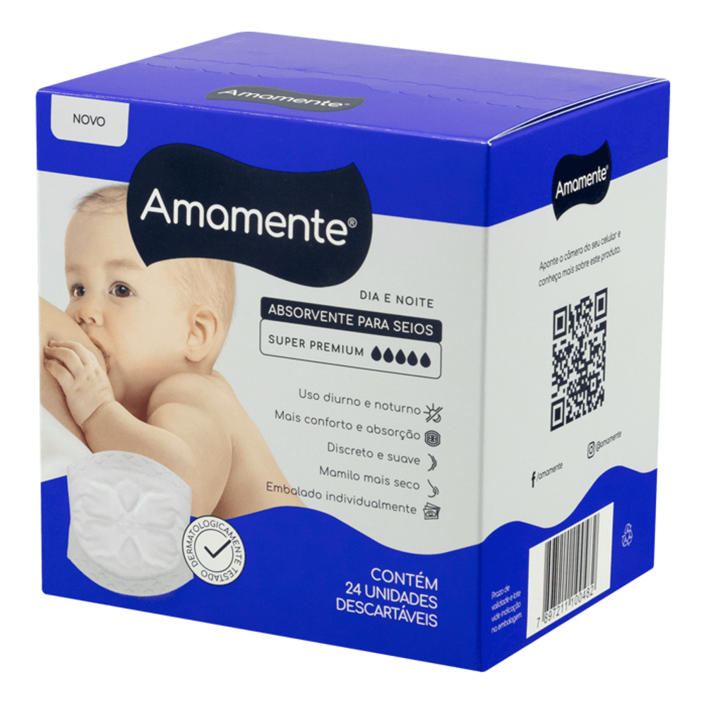 Absorvente para Seios Amamente Dia e Noite Super Premium 24 Unidades ...