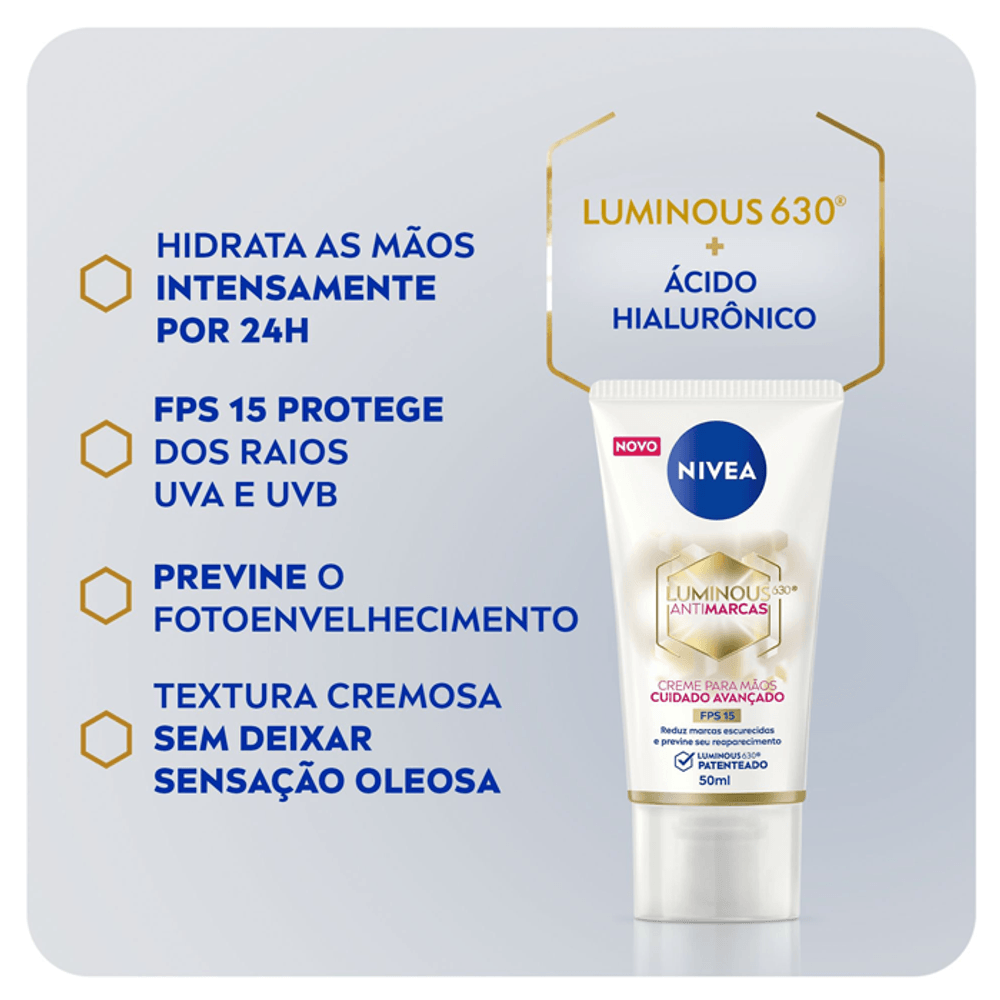 Creme para Mãos Nívea Luminous 360 FPS15 50g - Drogaria Sao Paulo