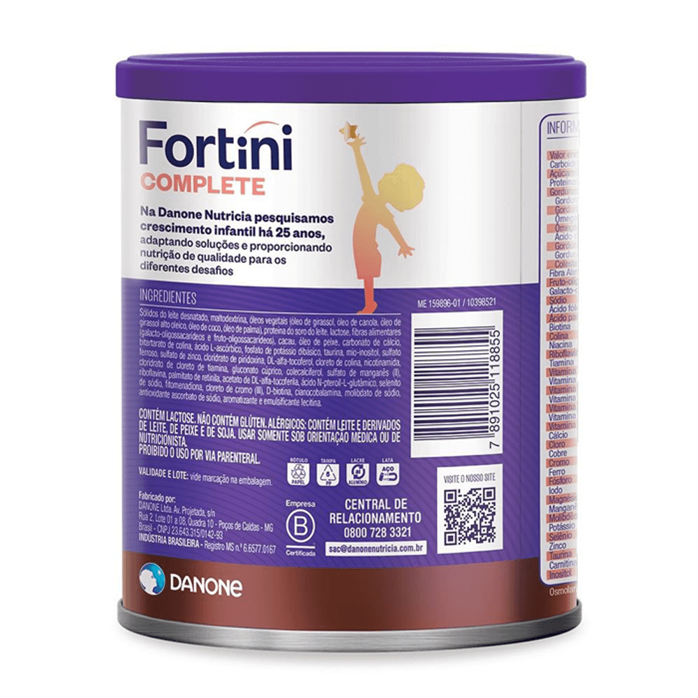 Suplemento Infantil Fortini Complete Chocolate 800g - Drogaria Sao Paulo