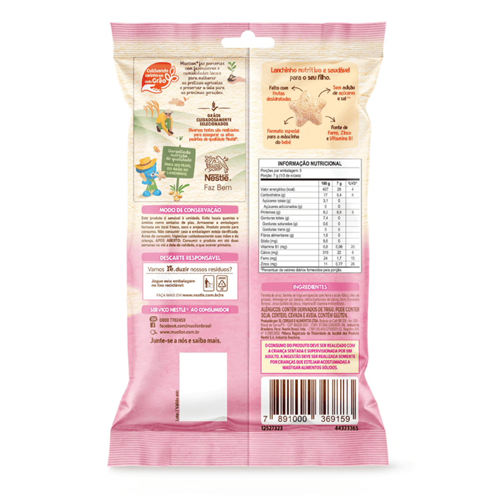 Snack Mucilon Meu Primeiro Lanchinho Sabor Morango e Banana 35g ...