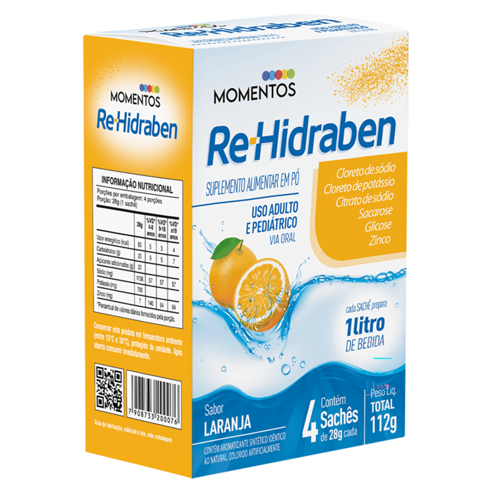 Suplemento Re-Hidraben Laranja 112g 4 Saches em Pó - Drogaria Sao Paulo