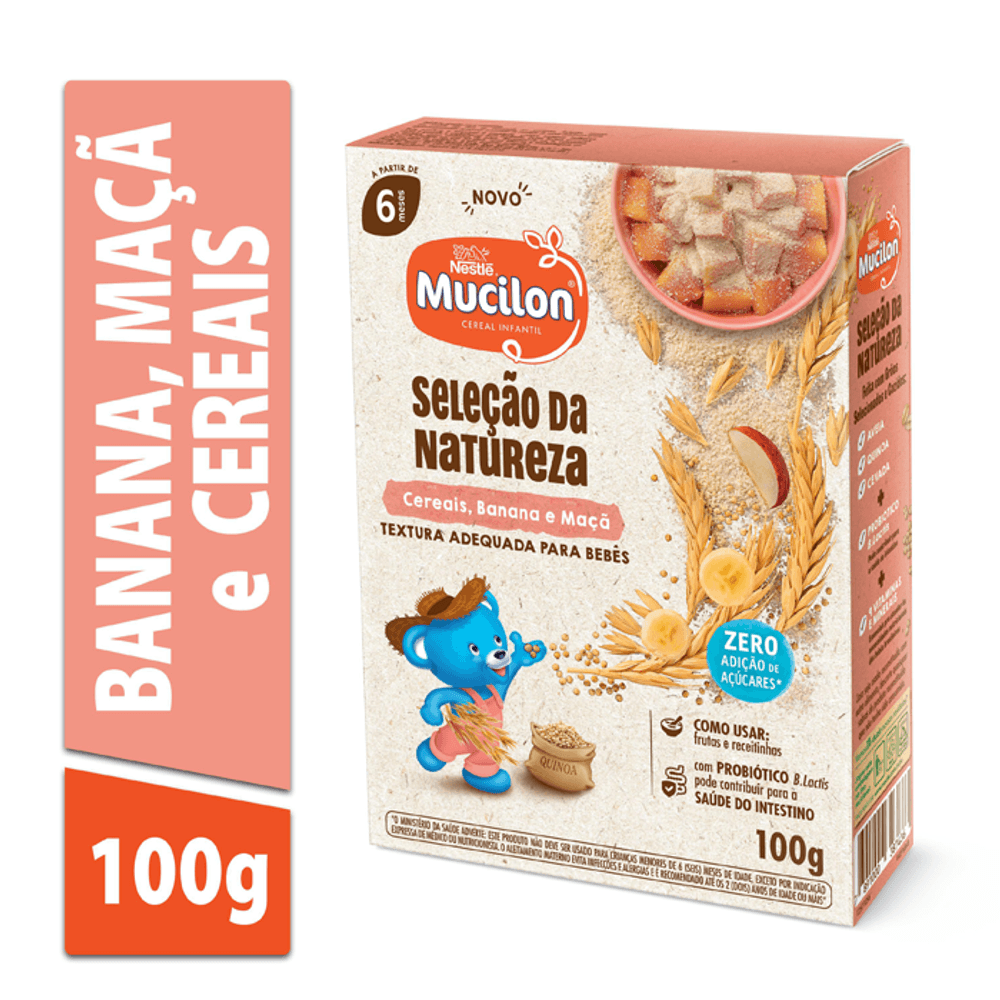 Cereal Infantil Mucilon Seleção Da Natureza Cereais, Banana E Maça 100g ...