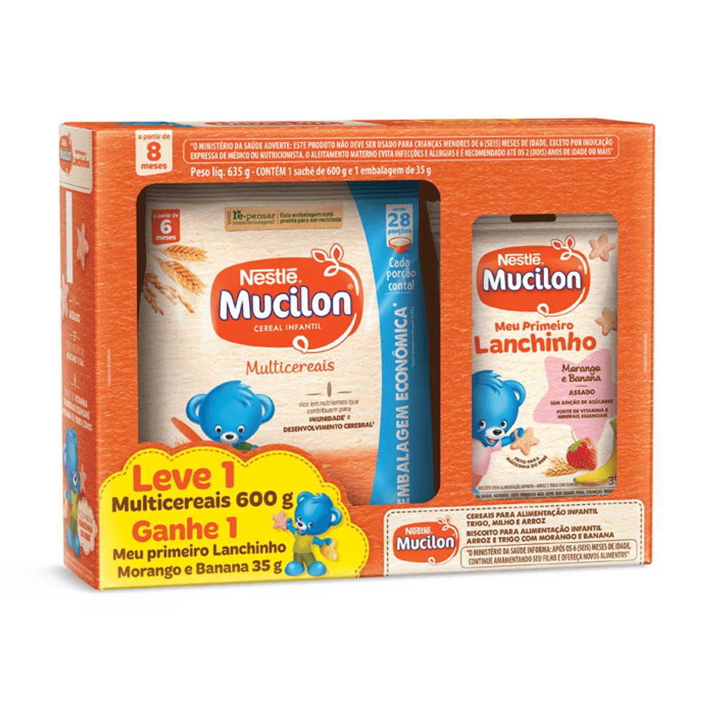 Cereal Infantil Mucilon Multicereais 600g + Snack Primeiro Lanchinho ...