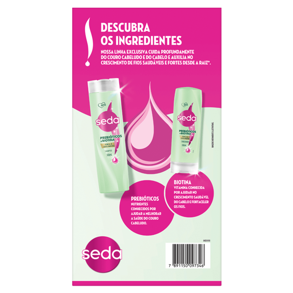 Kit Seda Prebióticos + Biotina Shampoo 300ml + Condicionador 190ml - Drogaria Sao Paulo