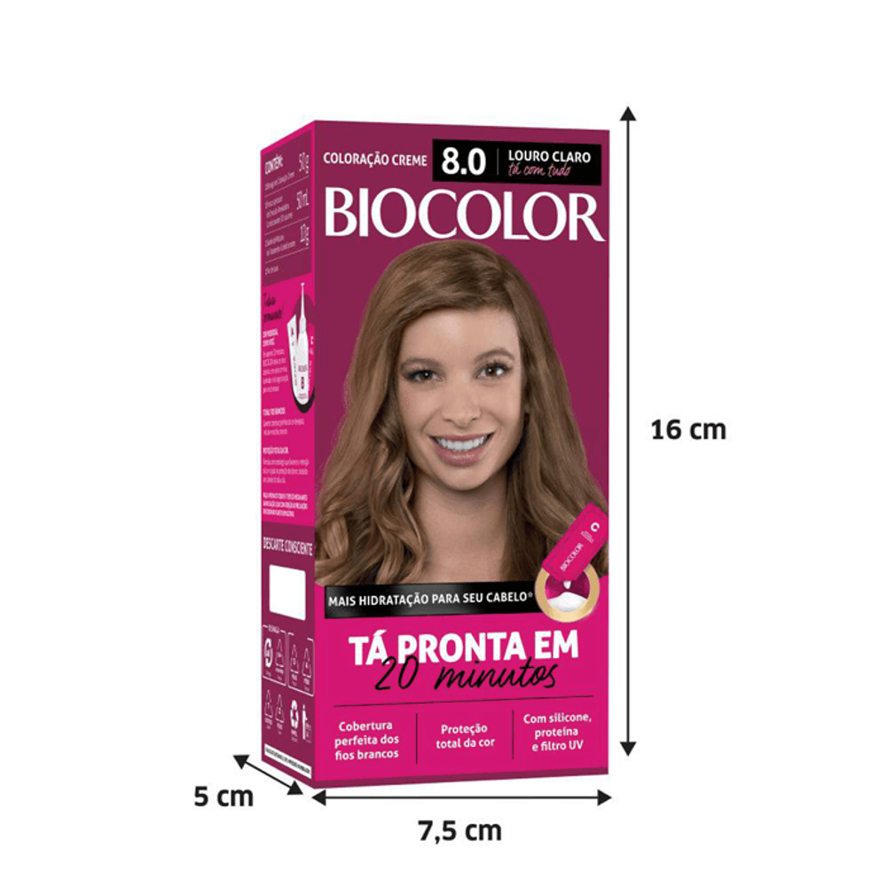 Tinta de Cabelo Biocolor 8.0 Louro Claro Tá com Tudo - Drogaria Sao Paulo
