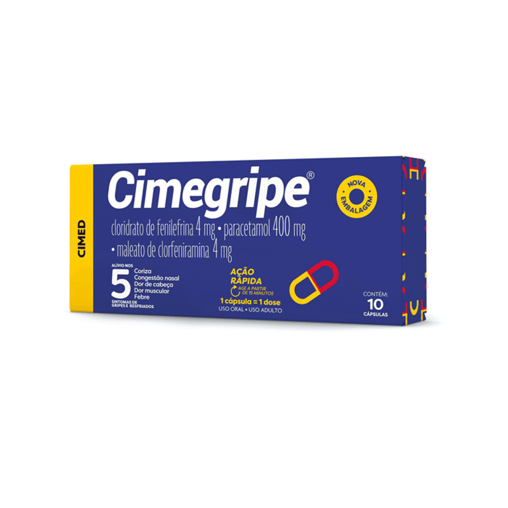 Cimegripe 400mg + 4mg + 4mg 10 Cápsulas - Drogaria Sao Paulo